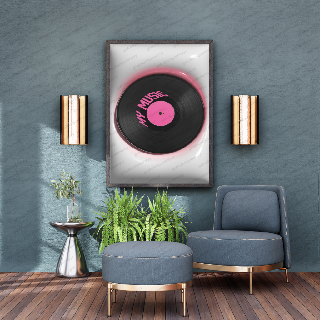 Pink Vinyl Groove Abstract Wall Art – Retro Modern Printable Art for ...